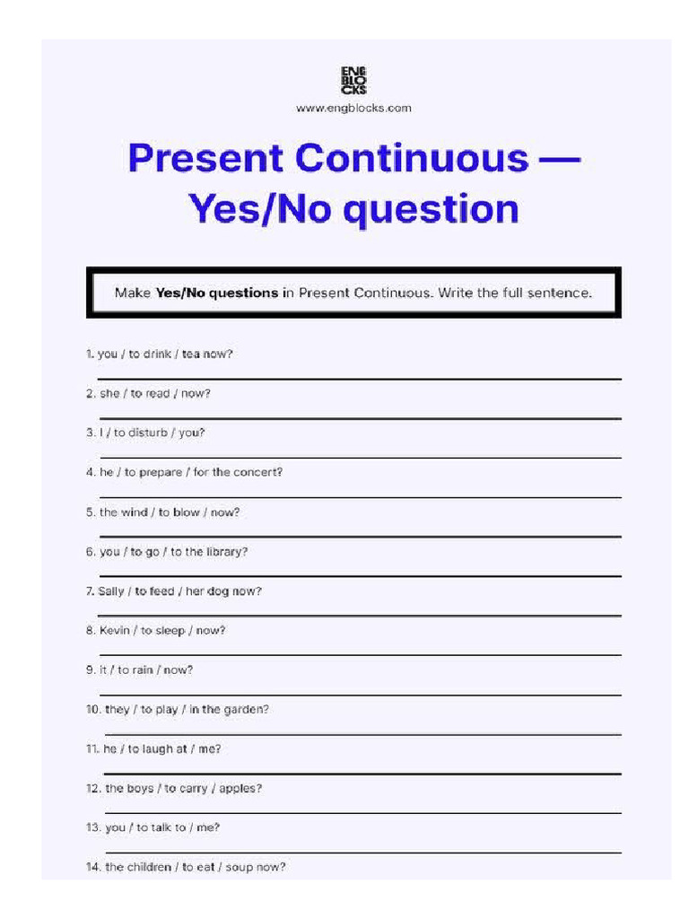 Present Continious Questions | PDF
