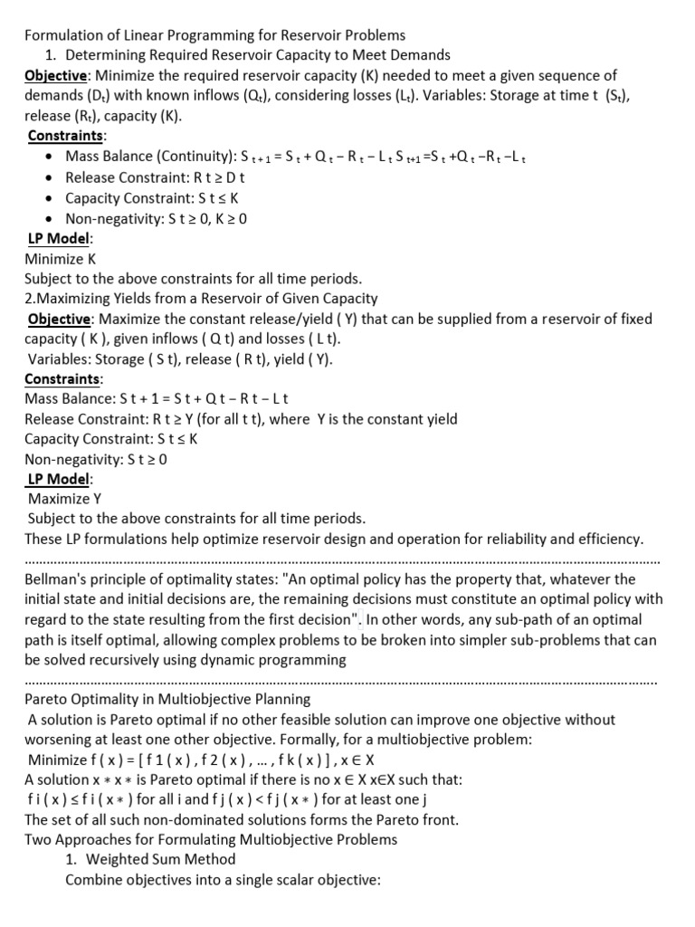 Formulation of Linear Programming For Reservoir Problems | PDF | Computer Programming ...