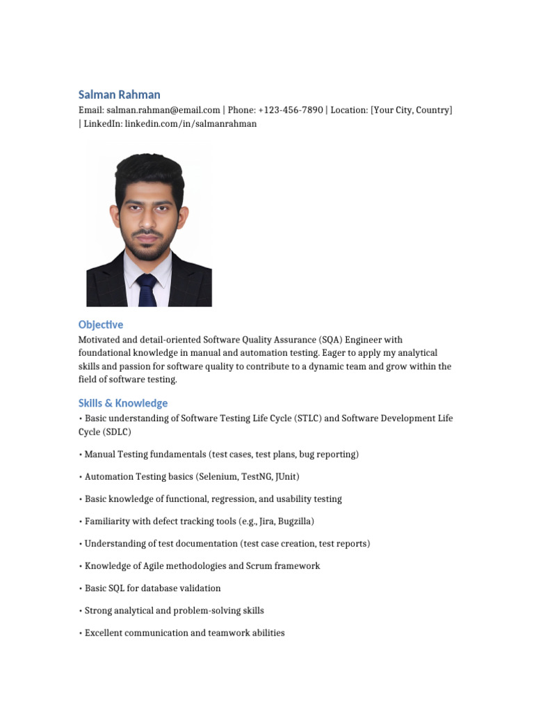 Salman Rahman SQA Resume | PDF