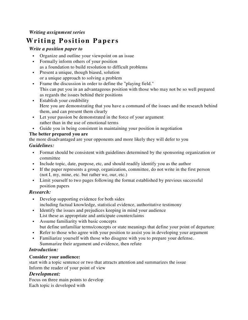 Position Paper | PDF | Argument | Evidence