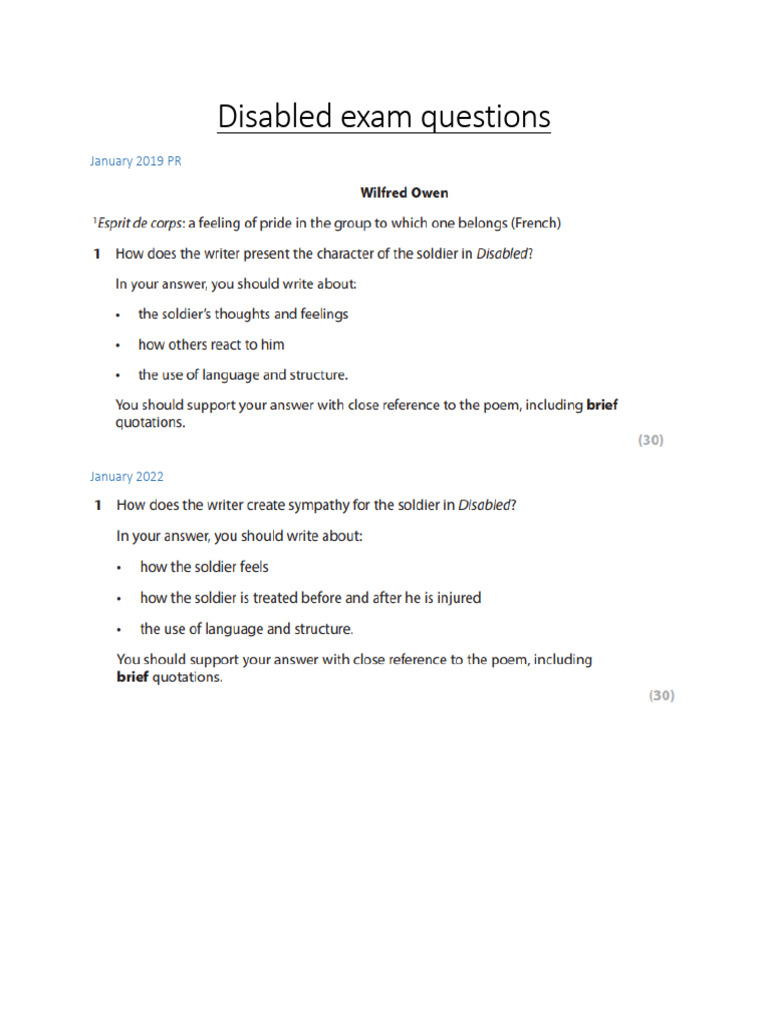 Disabled Exam Questions | PDF