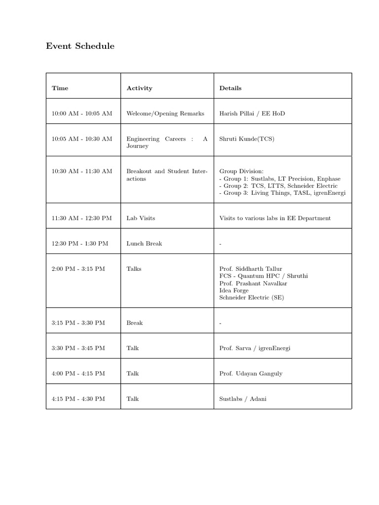 Symposium Event Schedule | PDF