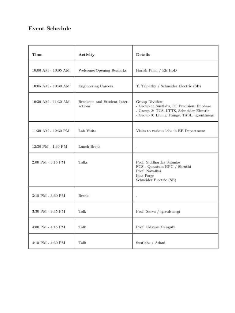 Symposium Event Schedule | PDF