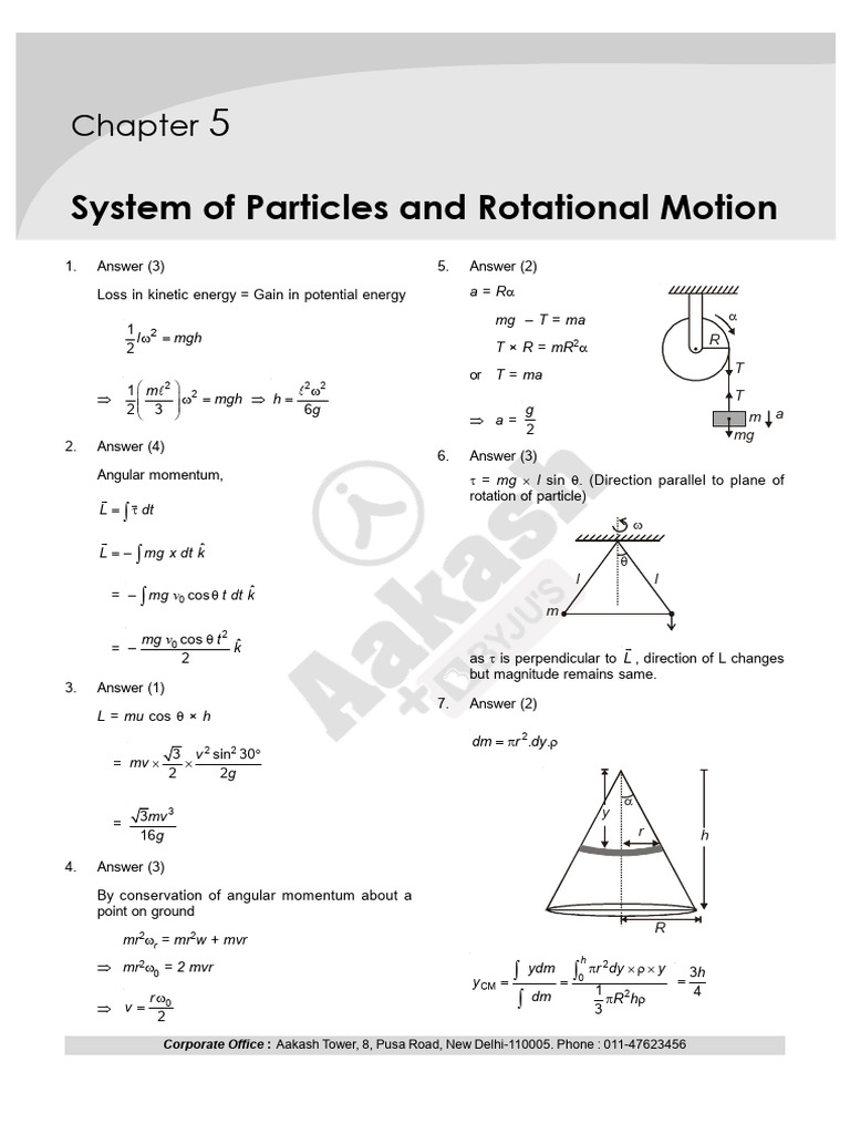 P - Sol - Ch-05 - System of Particles and Rotational Motion | PDF | Angular Momentum | Physical ...