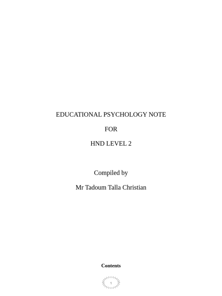 Educational Psychology Notes for HND | PDF | Behaviorism | Learning