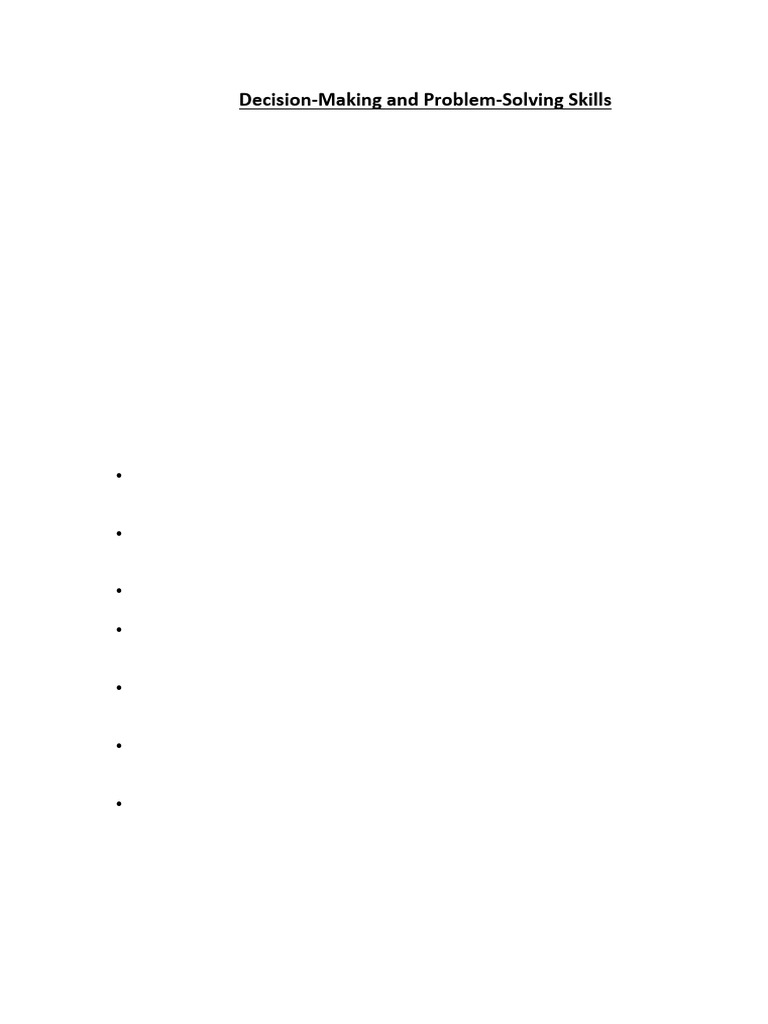 Decision-Making and Problem-Solving Skills | PDF | Decision Making ...