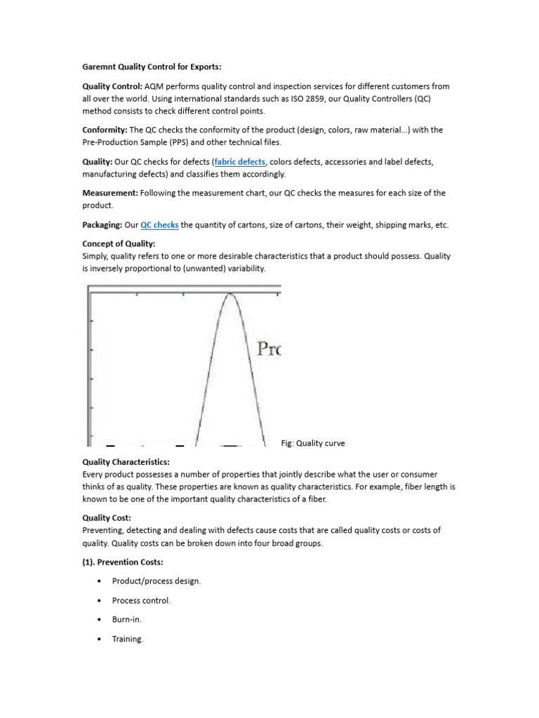 Garment Quality Control for Exports | PDF | Textiles | Yarn