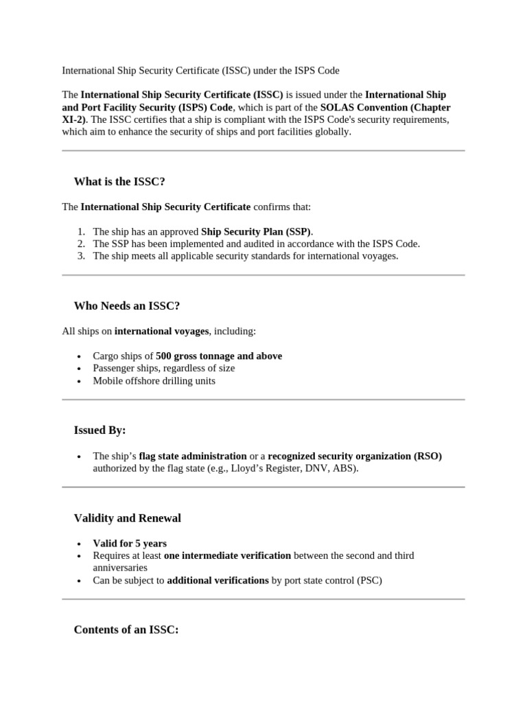 International Ship Security Certificate | PDF