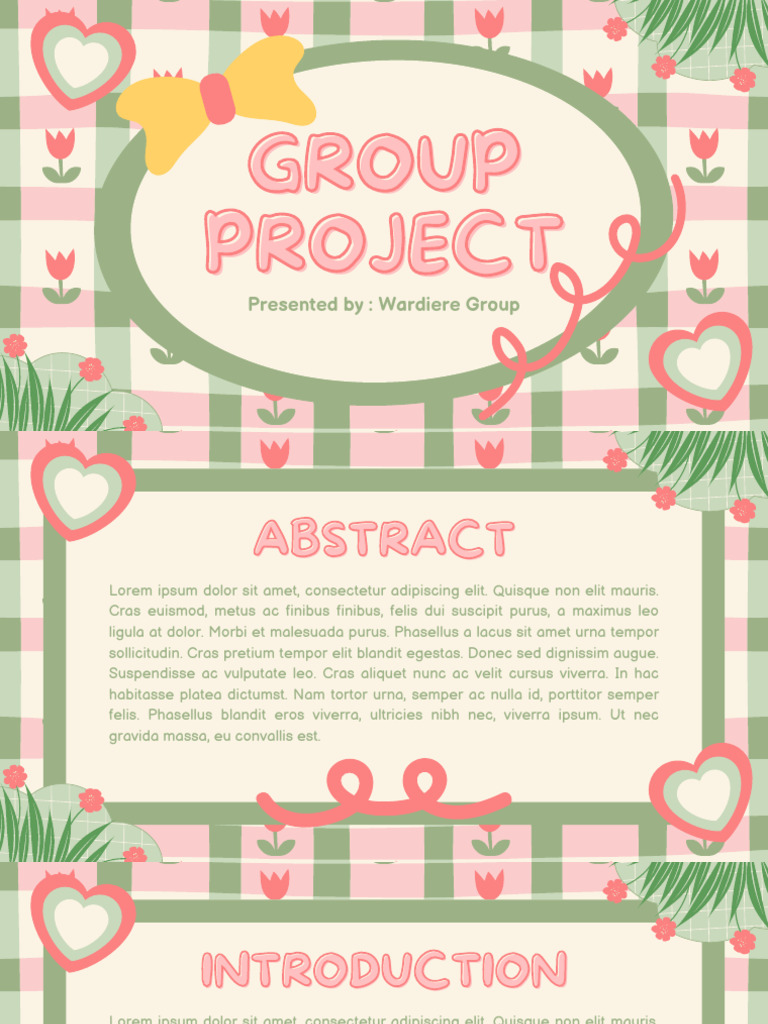 Green Pink Pastel Cute Illustrative Aesthetic Group Project ...