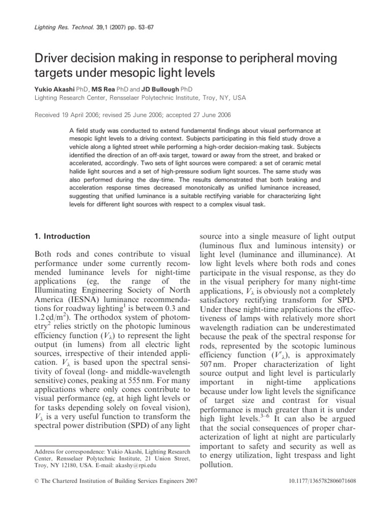 Akashi Et Al 2007 Driver Decision Making in Response To Peripheral ...
