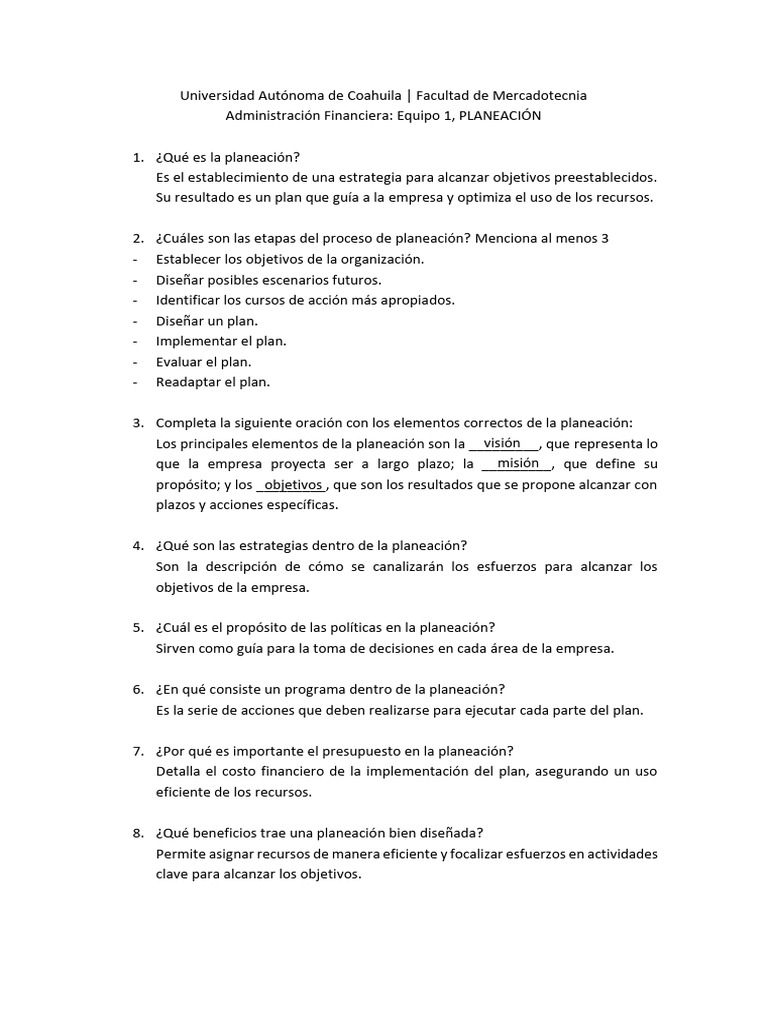 Admon Financiera Preguntas | PDF