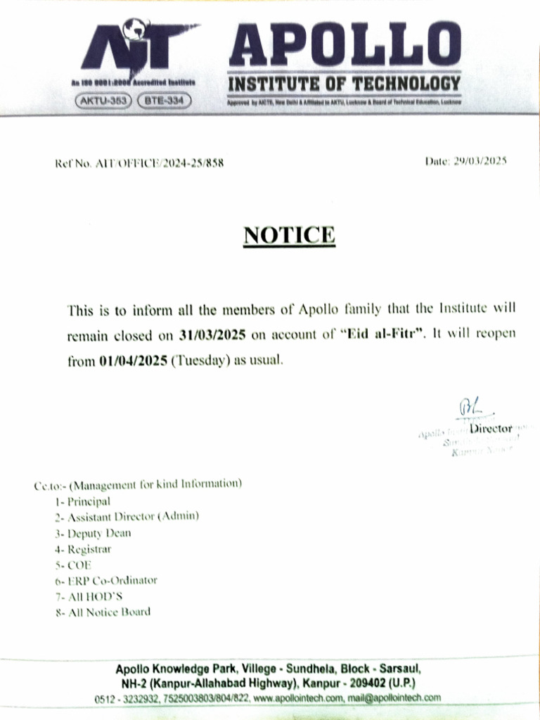 Notice Holiday | PDF