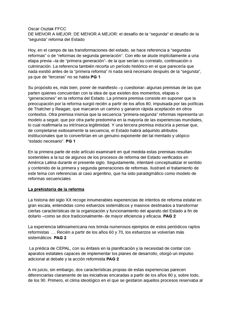 Oscar Oszlak FFCC | PDF | Estado (política) | Planificación