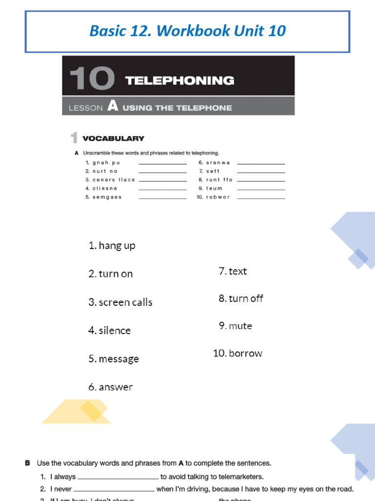 B12RV Workbook Unit 10 | PDF