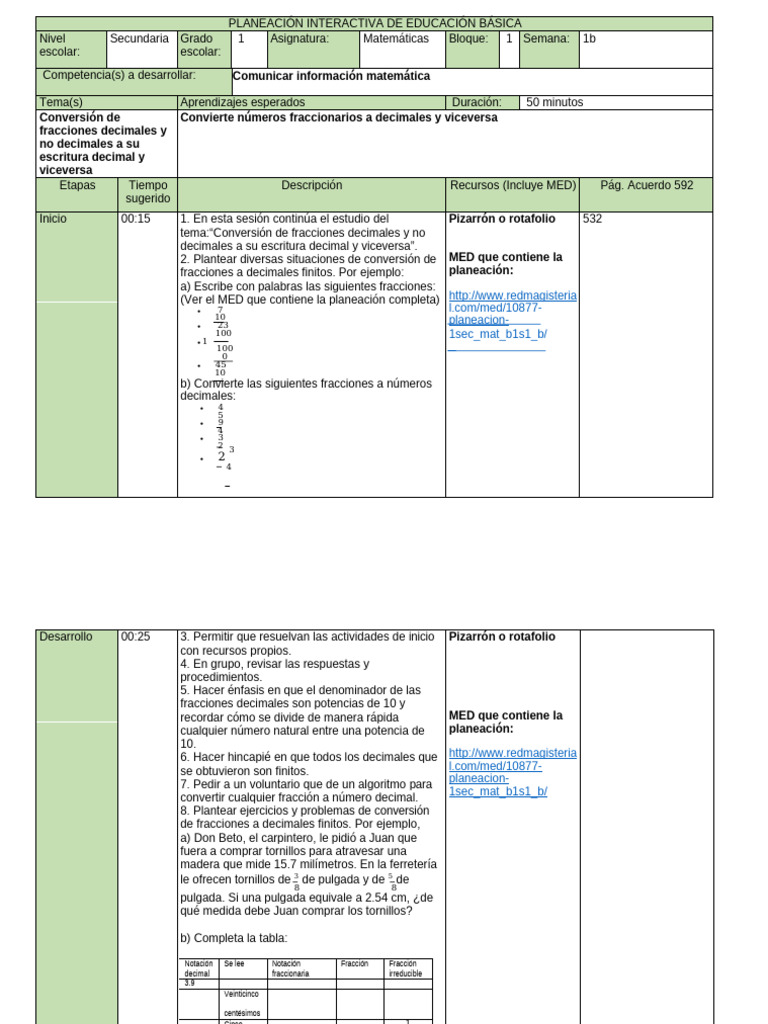 1SEC MAT B1S1 B | PDF | Decimal | División (Matemáticas)