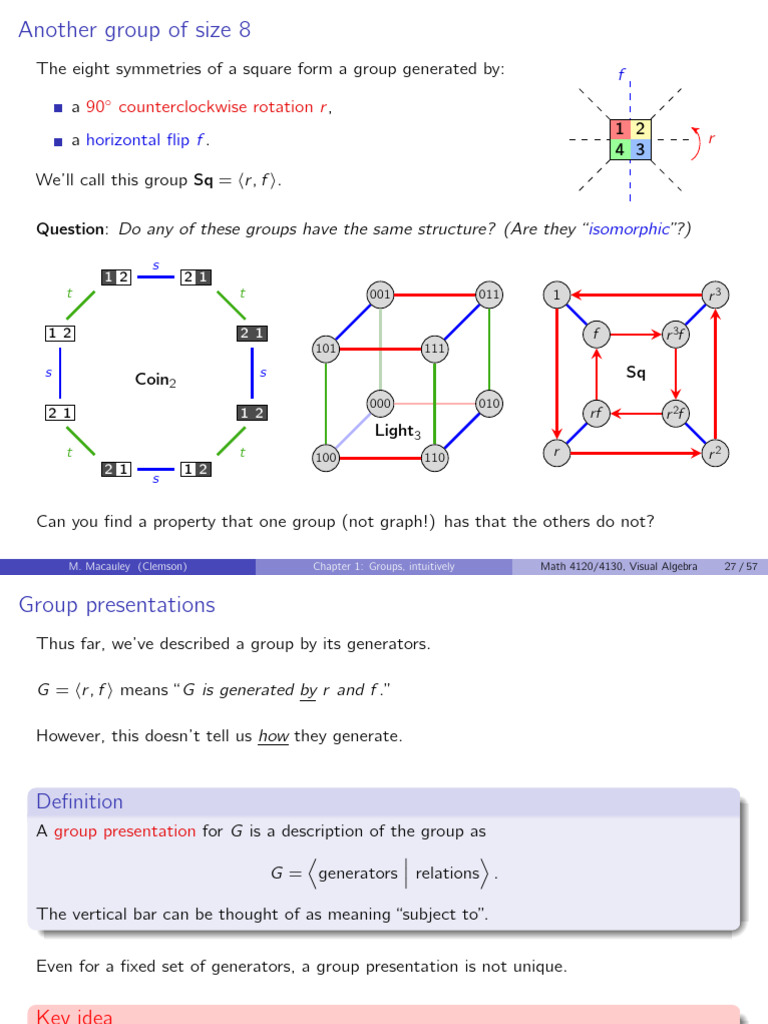 Math4120 Slides Chapter01 h-27-57 | PDF | Group (Mathematics) | Group Theory