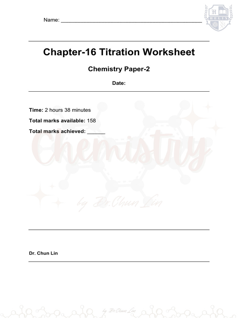 Chapter-16 Titration Worksheet (GC) | PDF | Titration | Chemistry