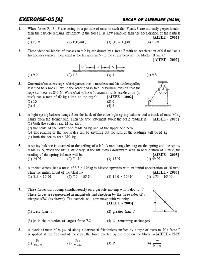 Laws of Motion Formulas and Problems | PDF | Force | Mass