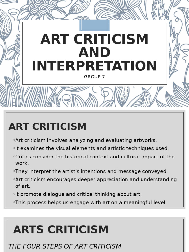 Art Criticism and Interpretation GROUP 7 FINAL-1 | PDF | Composition (Visual Arts) | Psychoanalysis