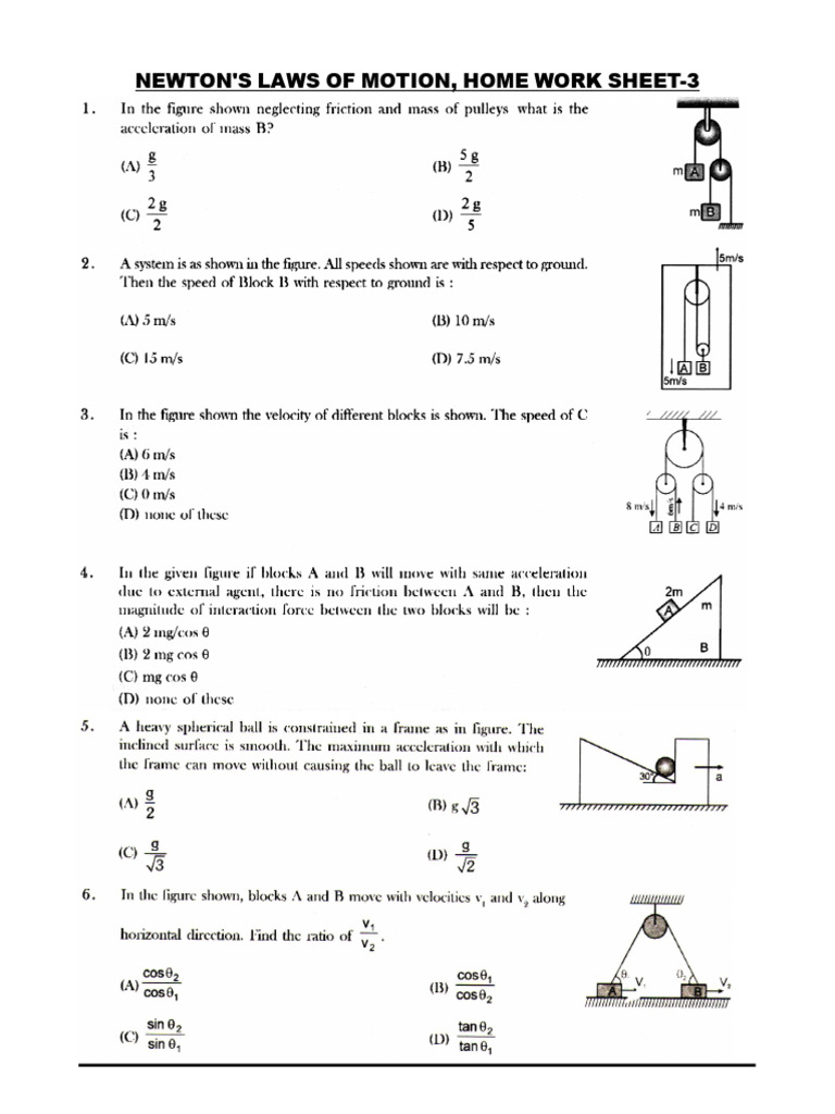 Newton's Laws Homework Answers | PDF