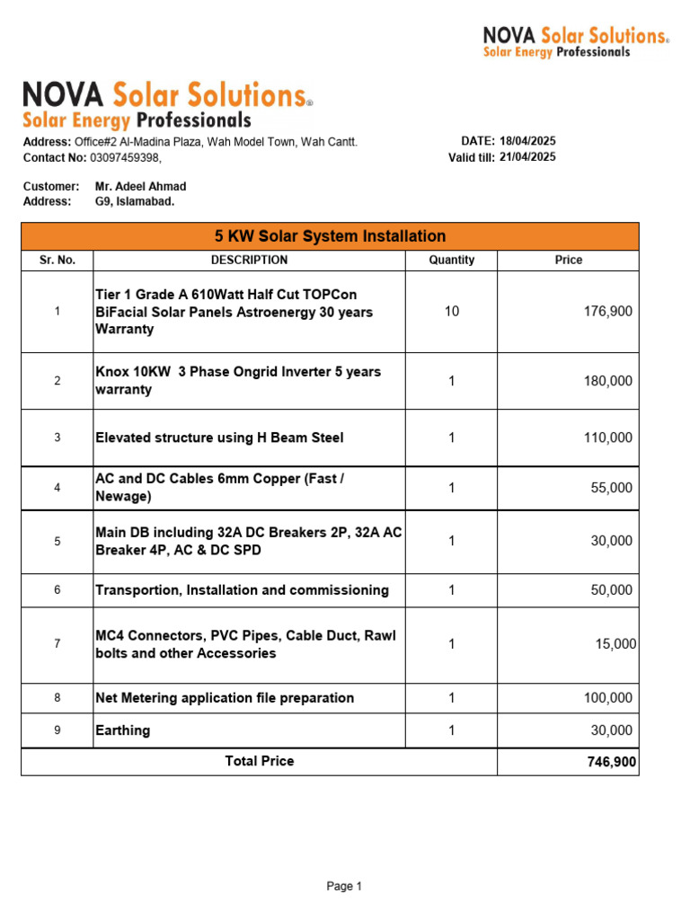 MR Adeel 6x10Kw On Grid System | PDF | Electricity | Electrical Engineering