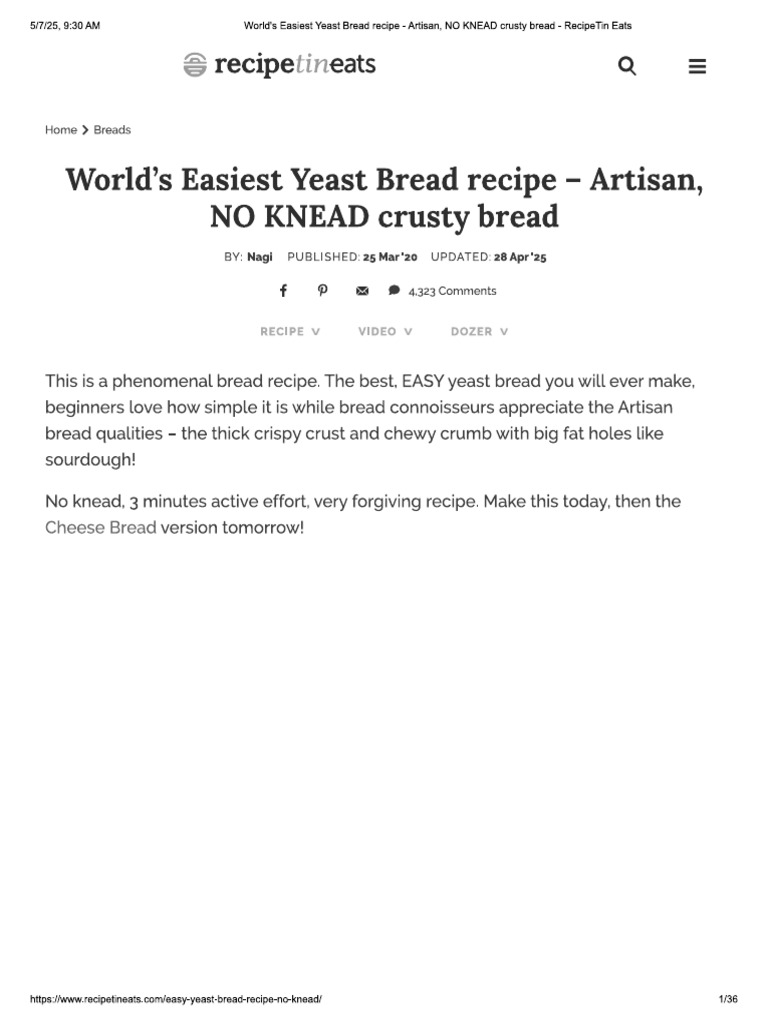 World - S Easiest Yeast Bread Recipe - Ar... NO KNEAD Crusty Bread ...