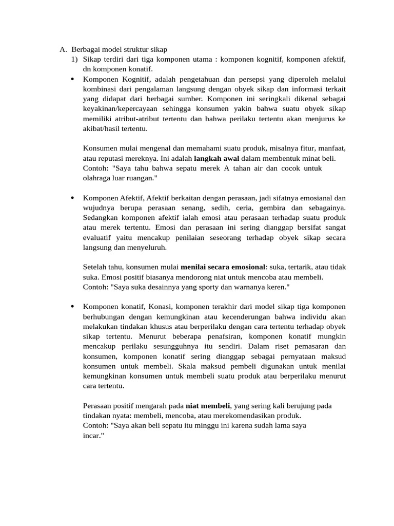 Model Struktur Sikap Konsumen: Kognitif, Afektif, Konatif | PDF