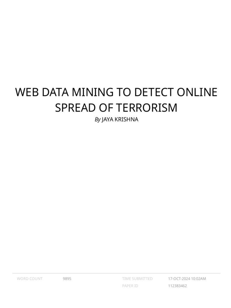 Web Data Mining To Detect Online Spread of Terror | PDF | Internet | Computing
