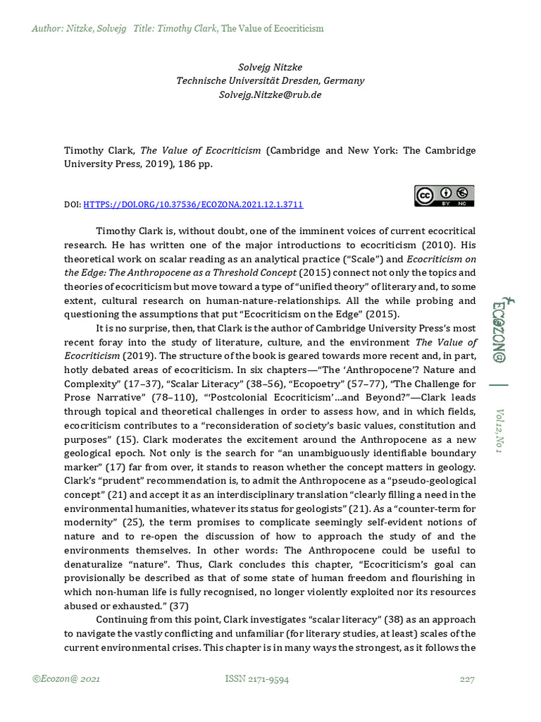 managing_editor_1,+Nitzke_02 | PDF | Ecocriticism | Genre