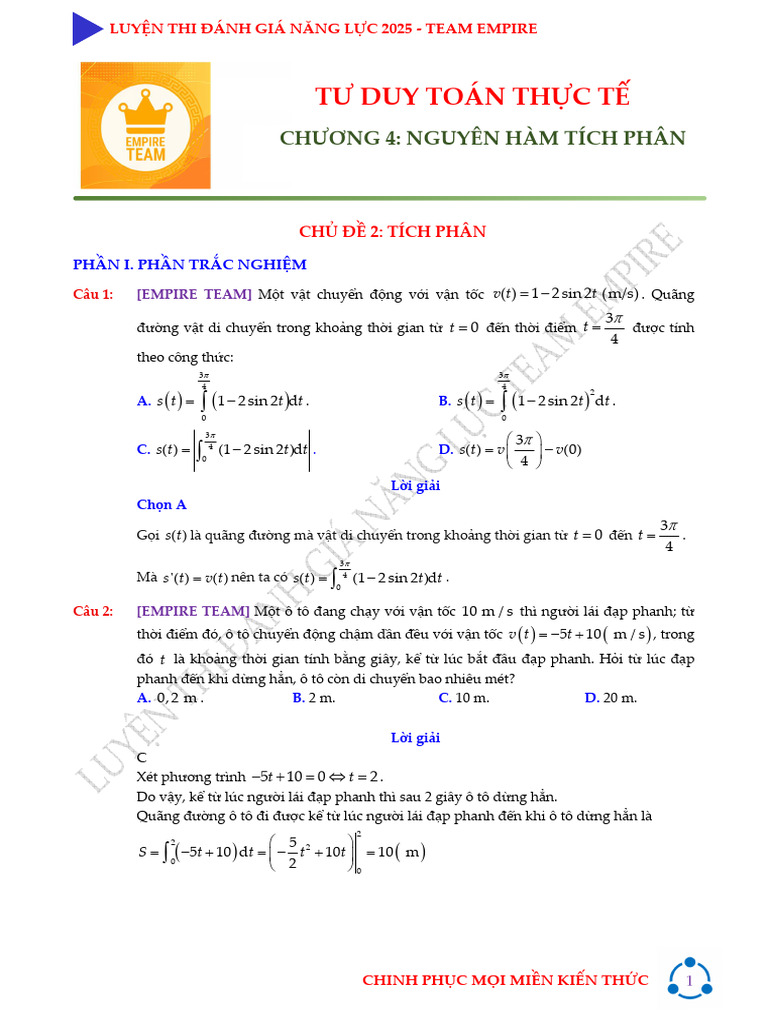 Da Chủ Đề 2. Tích Phân PDF | PDF