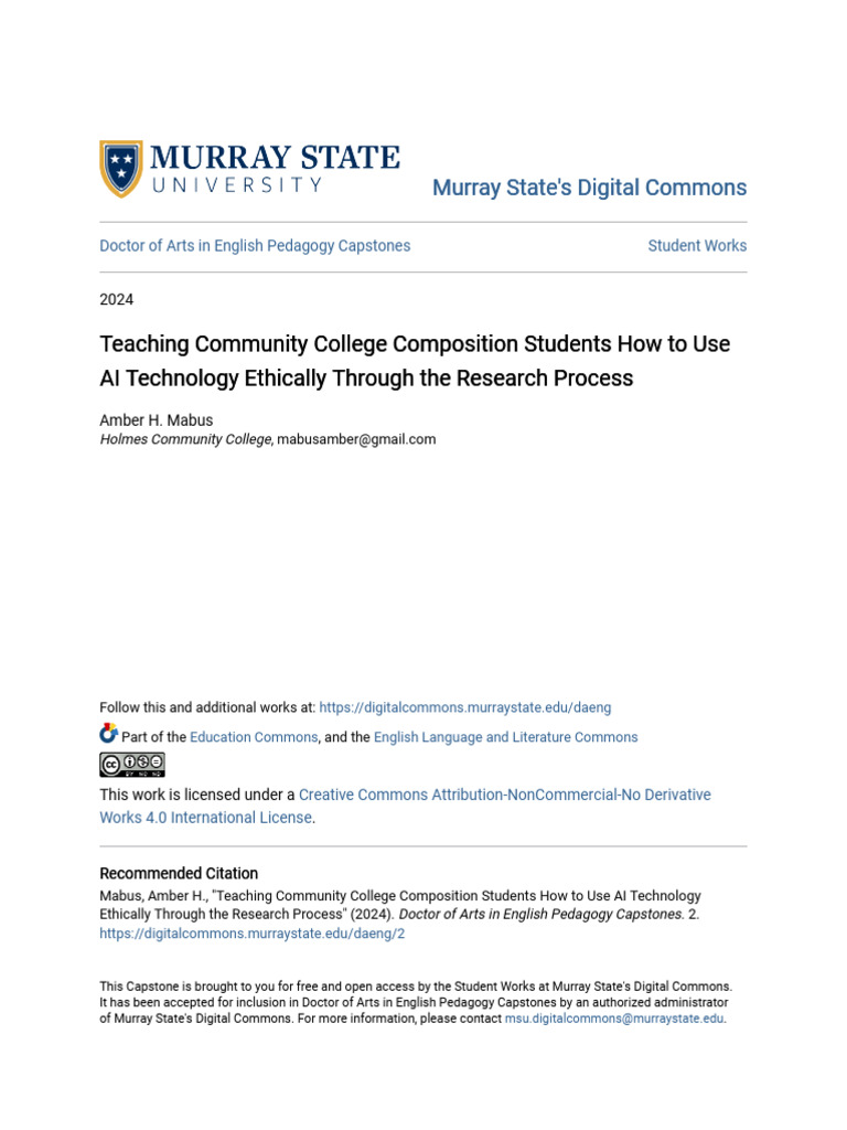 Teaching Community College Composition Students How to Use AI Tec | PDF ...