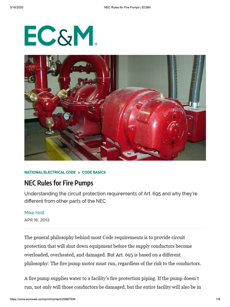 NEC Rules For Fire Pumps - EC&M | PDF | Electrical Wiring ...