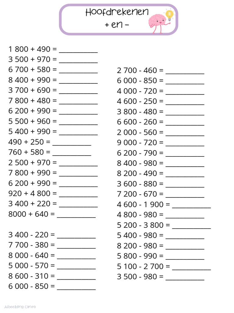 Hoofdrekenen En Tot 10 000 Pdf
