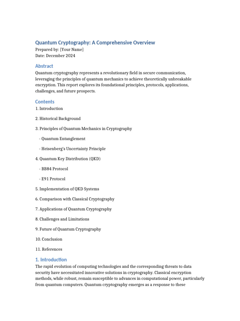 Quantum Cryptography Report | PDF | Quantum Computing | Cryptography
