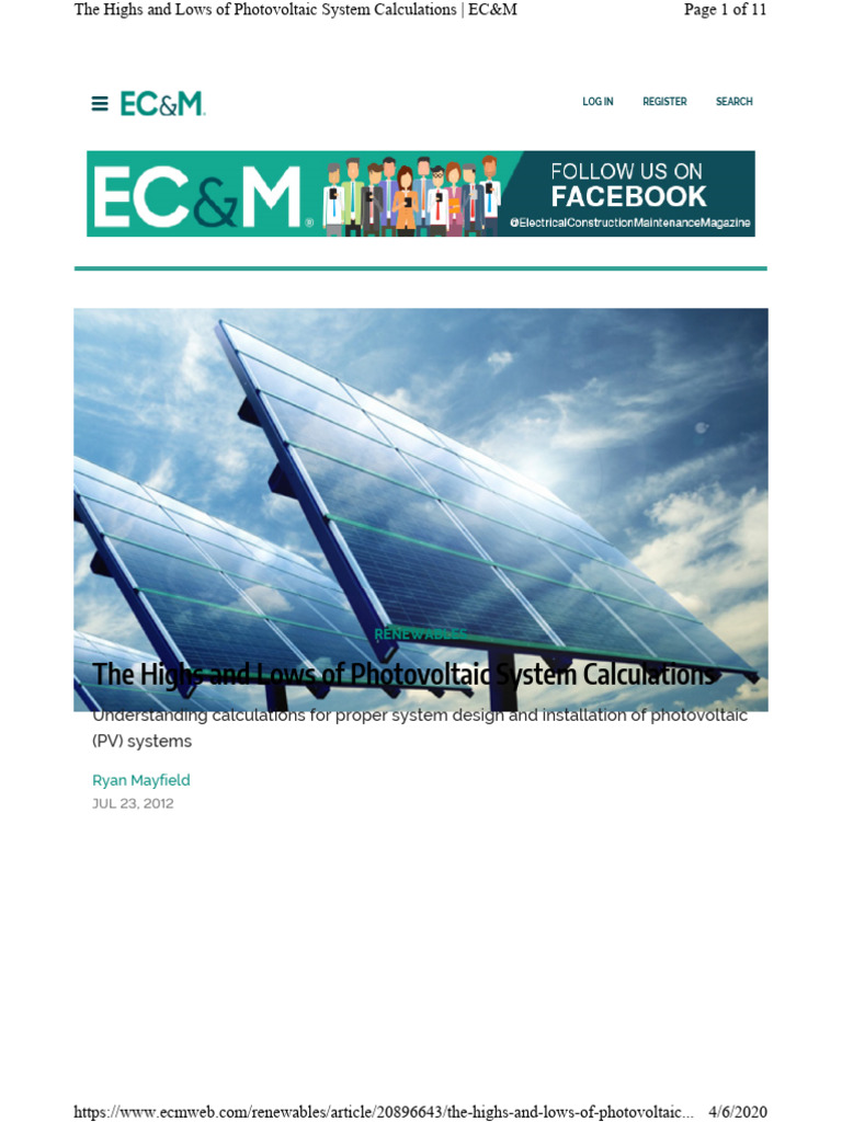 EC&M PV Systems Calculations Article 120723 | PDF | Photovoltaics ...