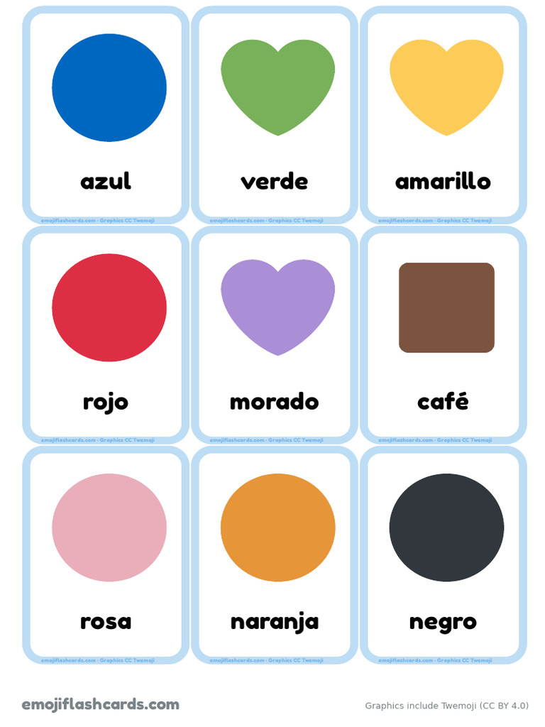 Spanish Colors Small A4 Flashcards | PDF