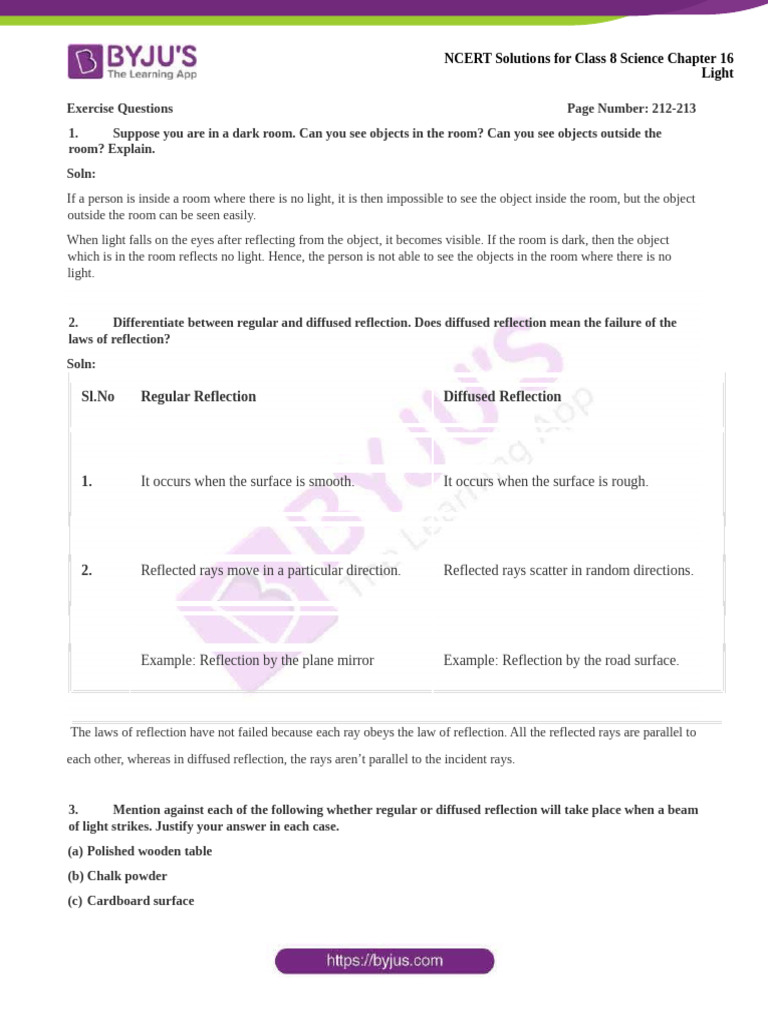 light 8th | PDF | Reflection (Physics) | Mirror