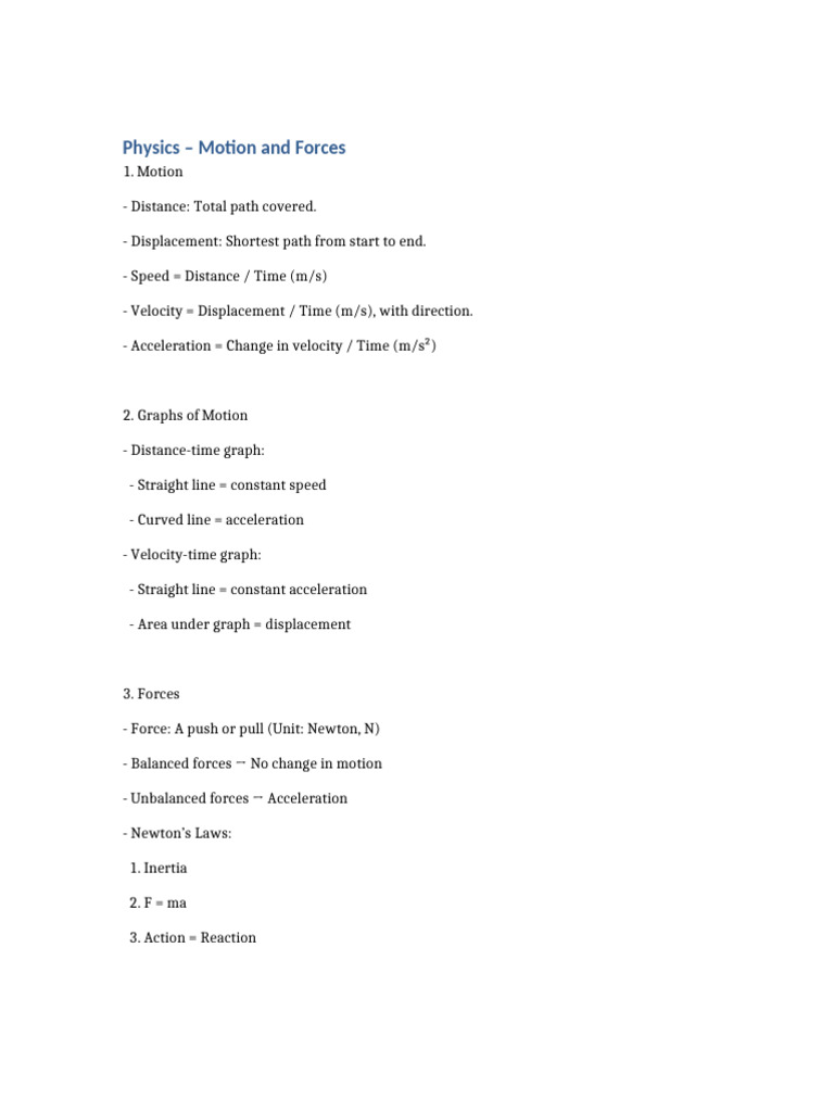 Physics - Motion and Forces | PDF