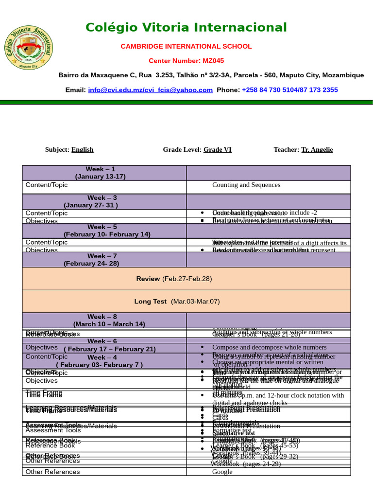 VELS 6 CVI Course Outline 2025 | PDF | Educational Assessment