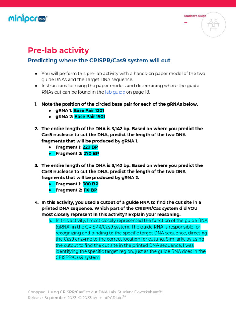 annotated-miniPCR Chopped! Eworksheet | PDF | Crispr | Dna