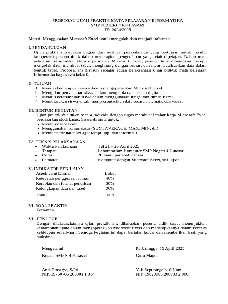 Proposal Uprak Tik 2025 | PDF