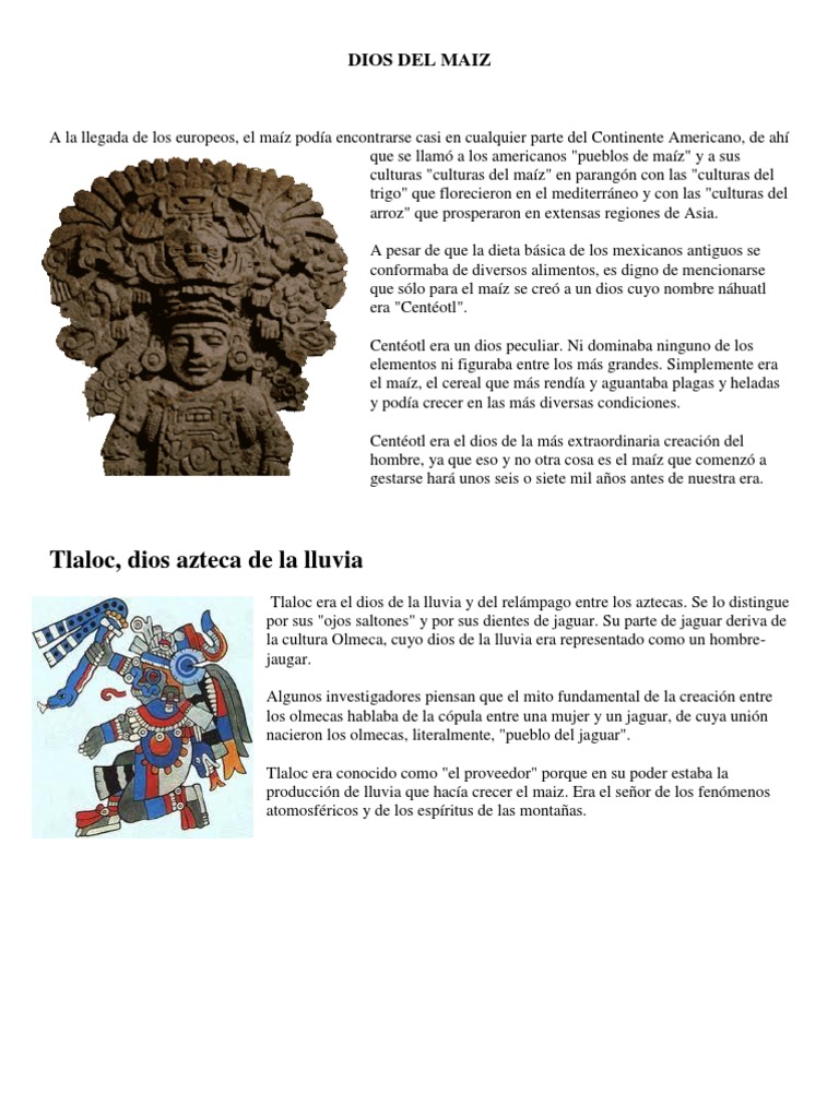 Centéotl: Dios del Maíz Olmeca y Azteca | PDF | Maíz | azteca