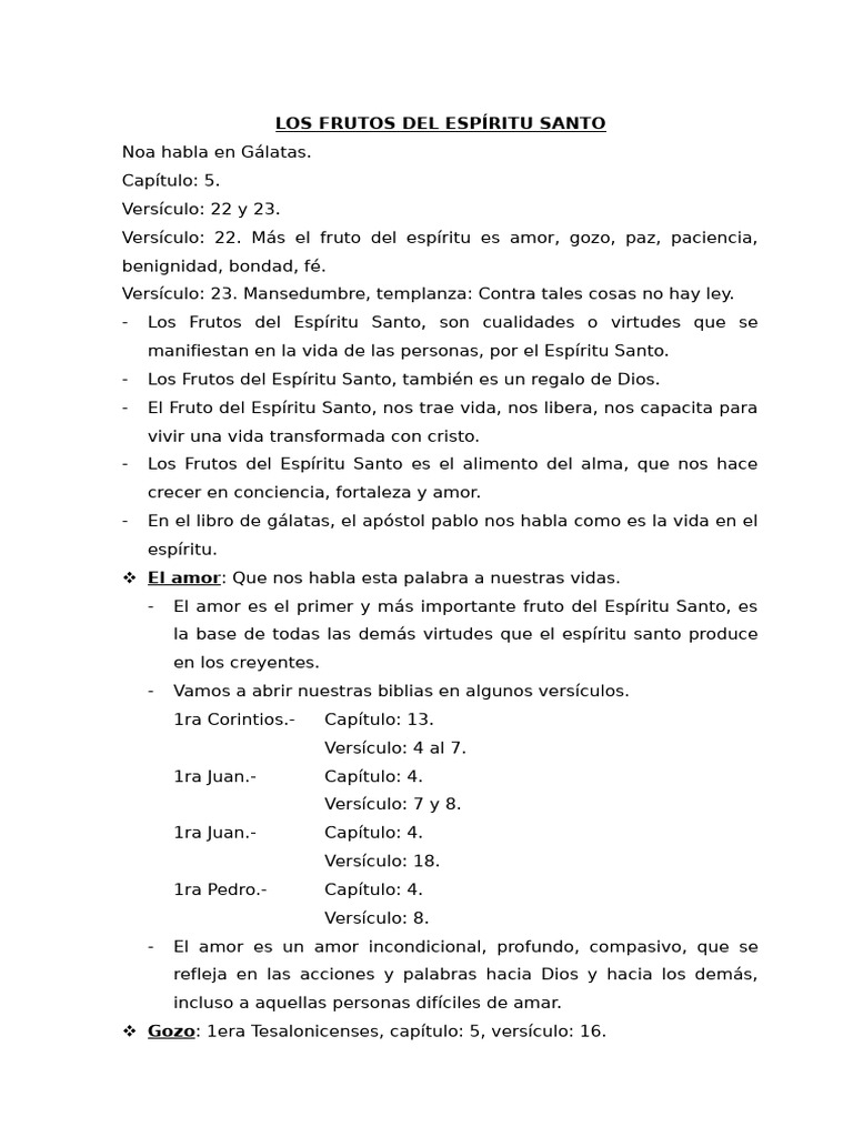 LOS FRUTOS DEL ESPÍRITU SANTO | PDF | Fruto Del Espiritu Santo | Fe