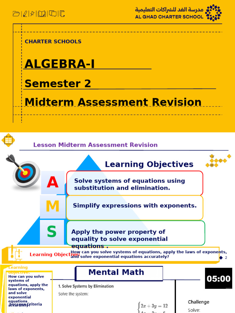 Algebra I Midterm Revision Guide | PDF | Equations | Exponentiation