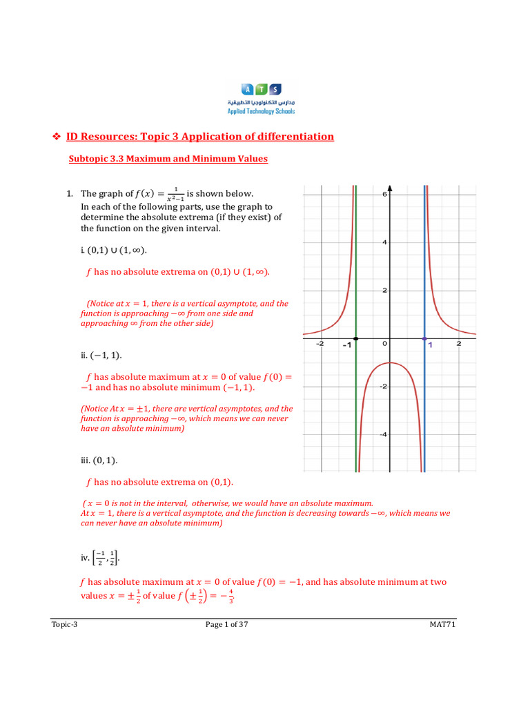 Maximum and Minimum Values in Calculus | PDF | Sphere | Mathematical ...