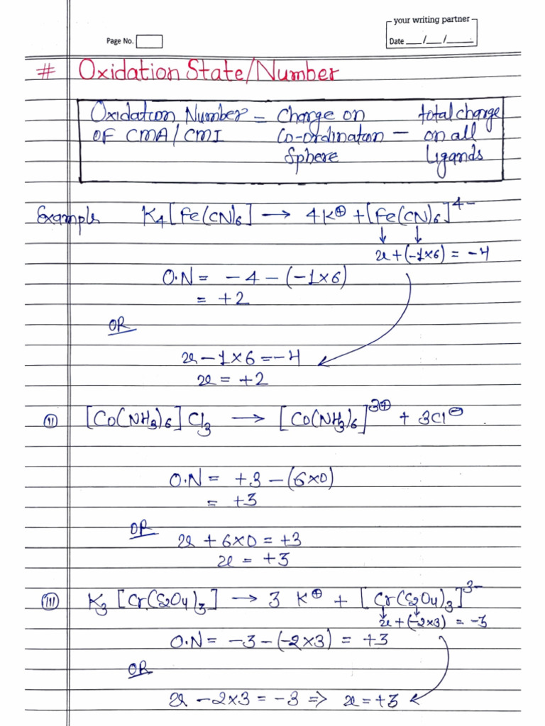 Oxidation State, IUPAC Naming & Werner Theory | PDF