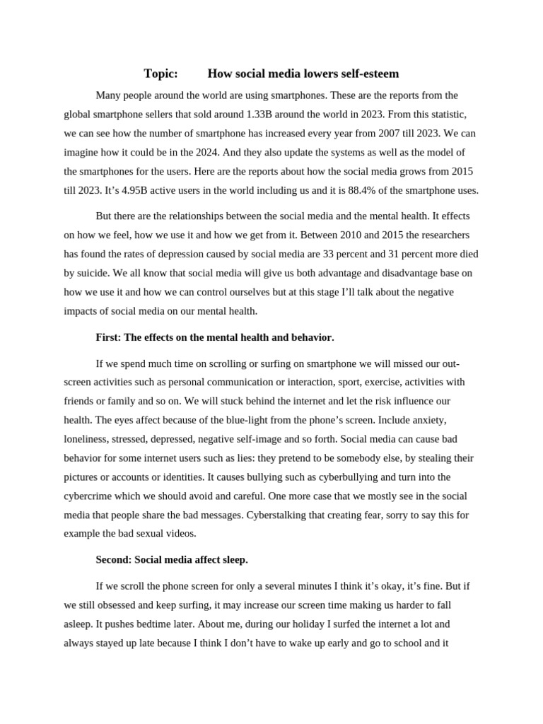 Social Media's Impact on Self-Esteem | PDF | Social Media | Popular ...