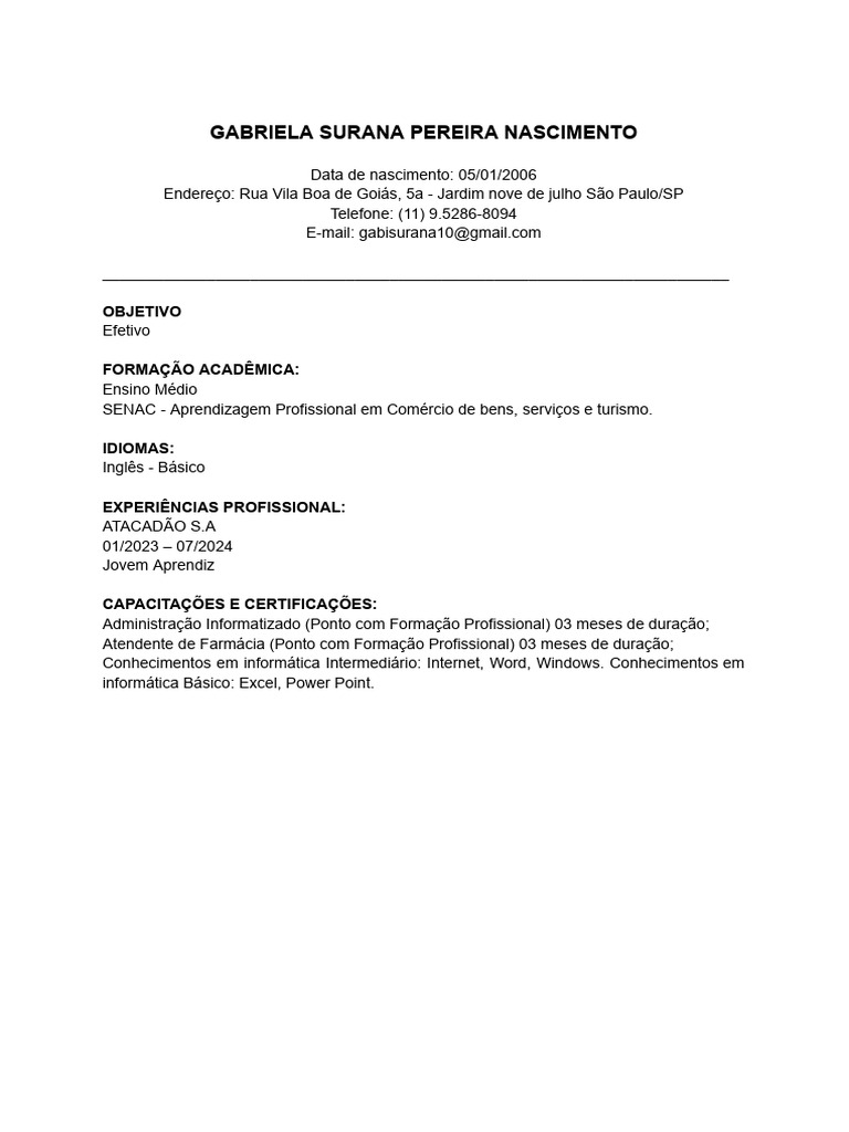 Cv Gabriela Surana Atualizado | PDF