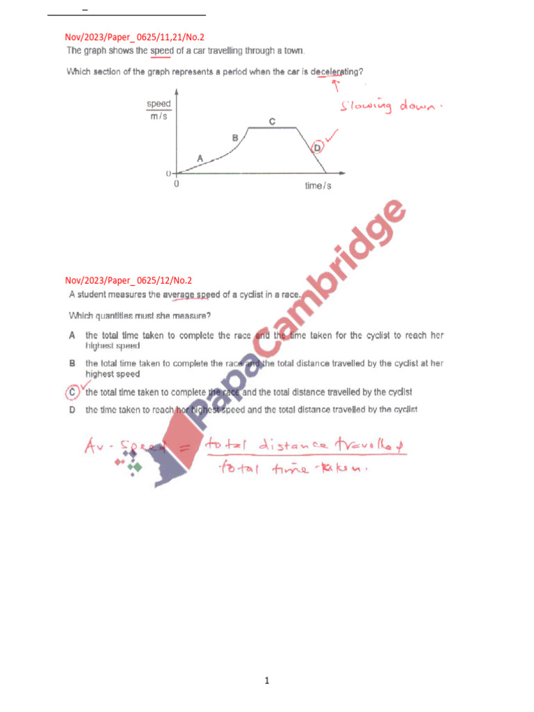 2023 Motion Igcse Physics 0625 | PDF