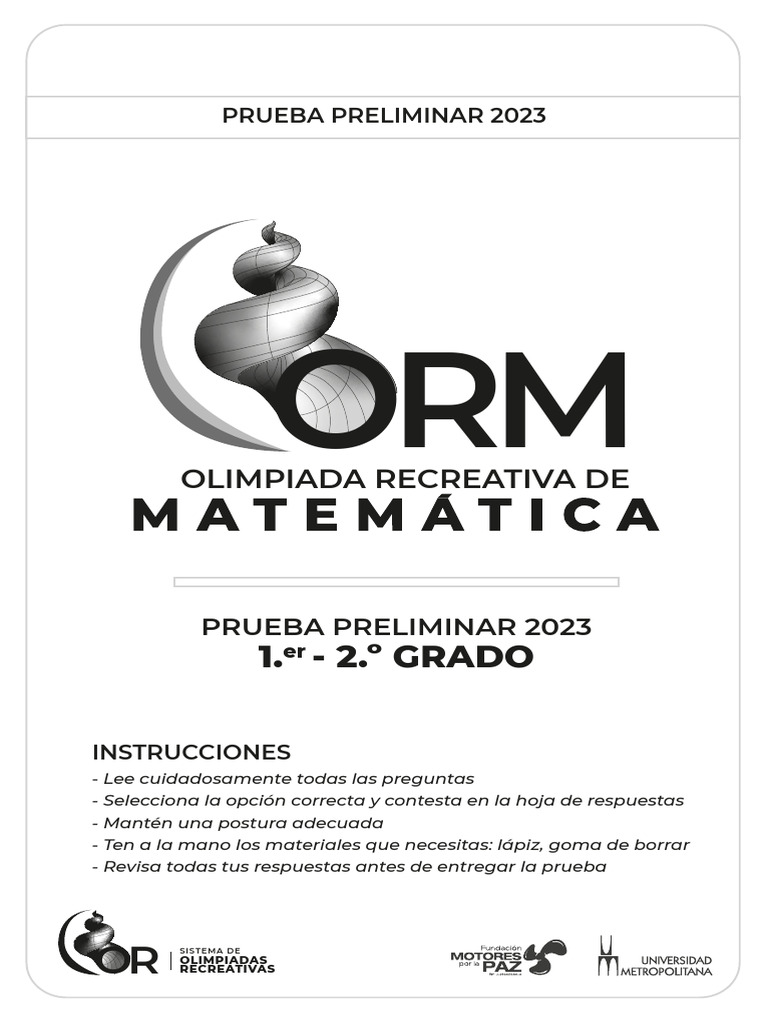 V3 2023 Prueba Preliminar ORM 1-2 - Gris 01FEB | PDF